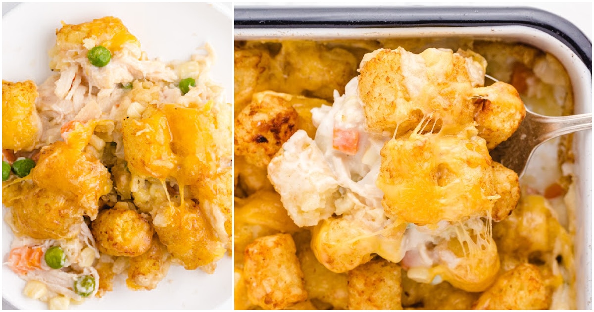 Chicken Pot Pie with Tater Tots | Dinner Casserole